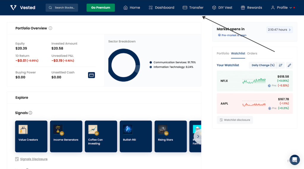 How to Transfer Fund to Your Vested US Account