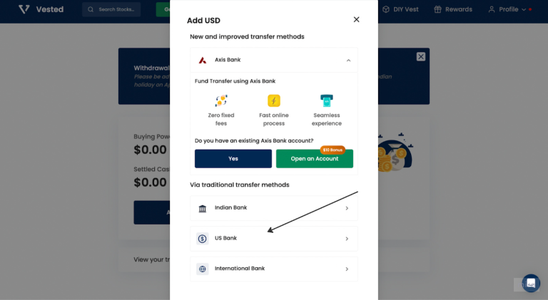 How to Transfer Fund to Your Vested US Account