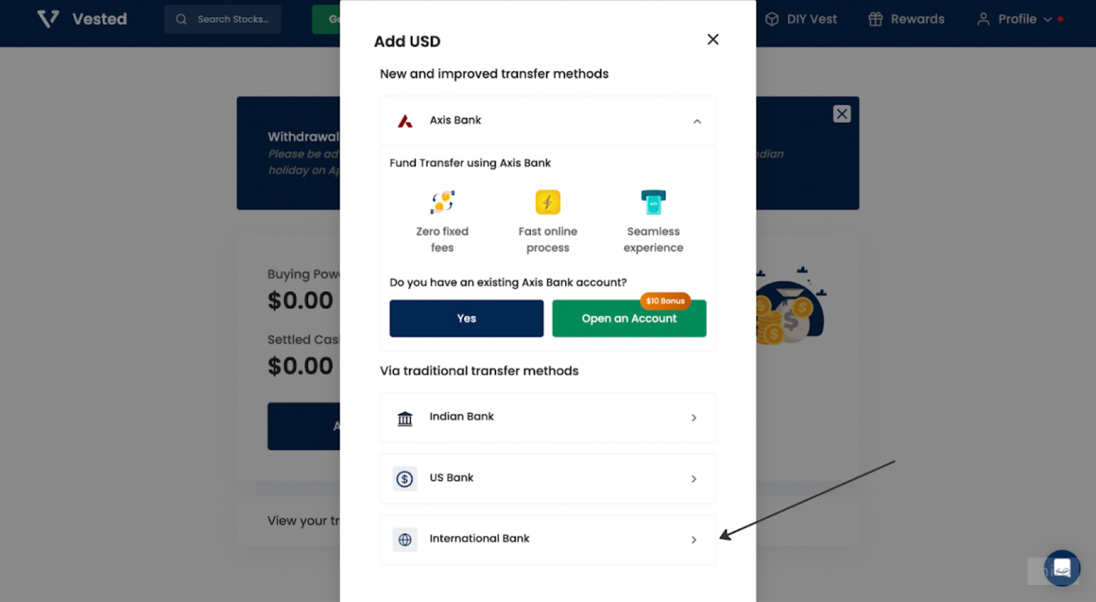 How to Transfer Fund to Your Vested US Account