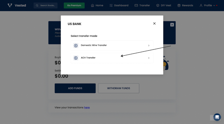How to Transfer Fund to Your Vested US Account