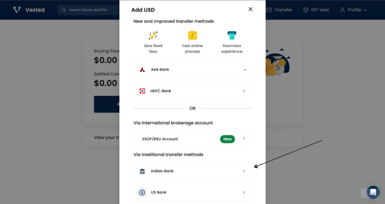 How to Transfer Fund to Your Vested US Account