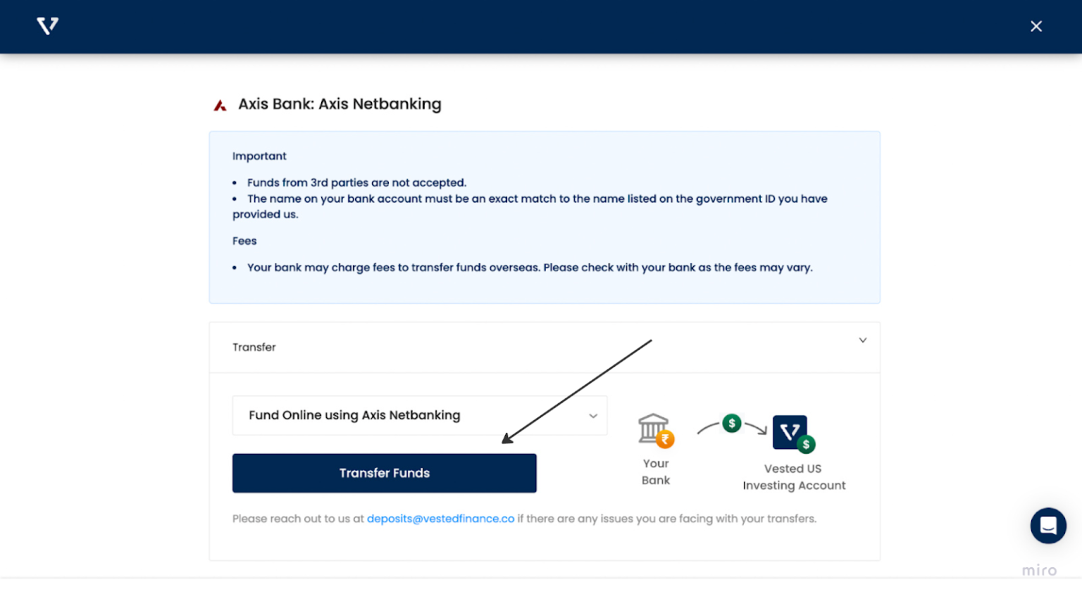 How to Transfer Fund to Your Vested US Account