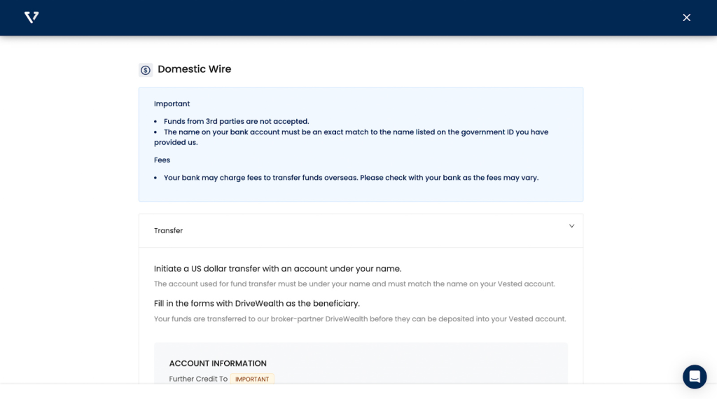 How to Transfer Fund to Your Vested US Account