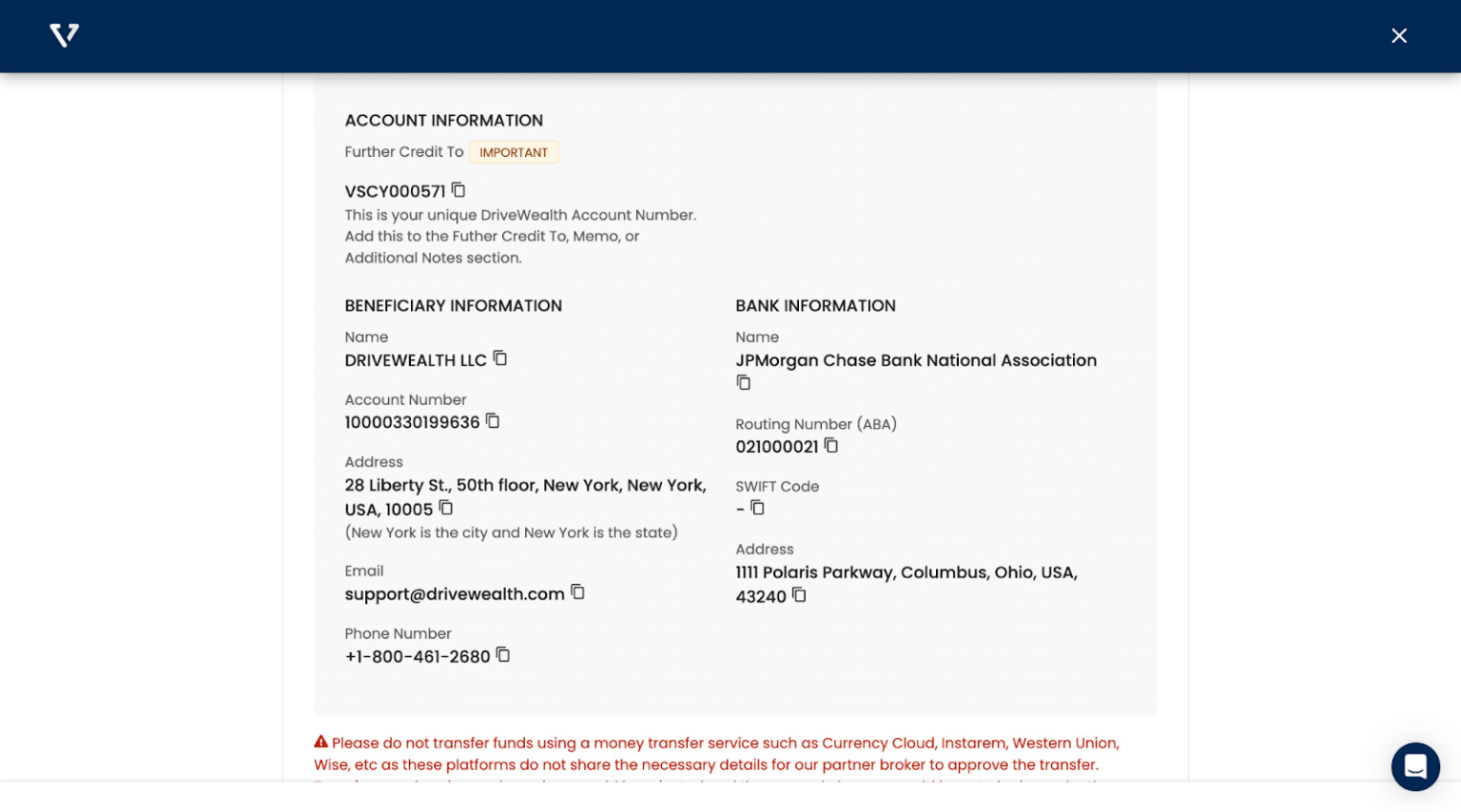 How to Transfer Fund to Your Vested US Account
