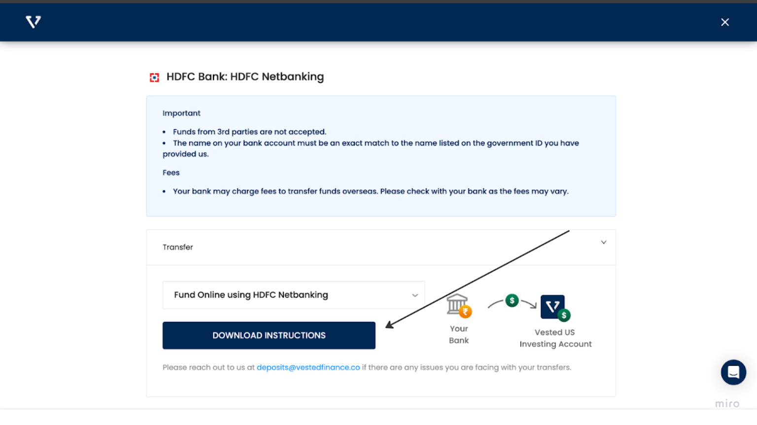 How to Transfer Fund to Your Vested US Account
